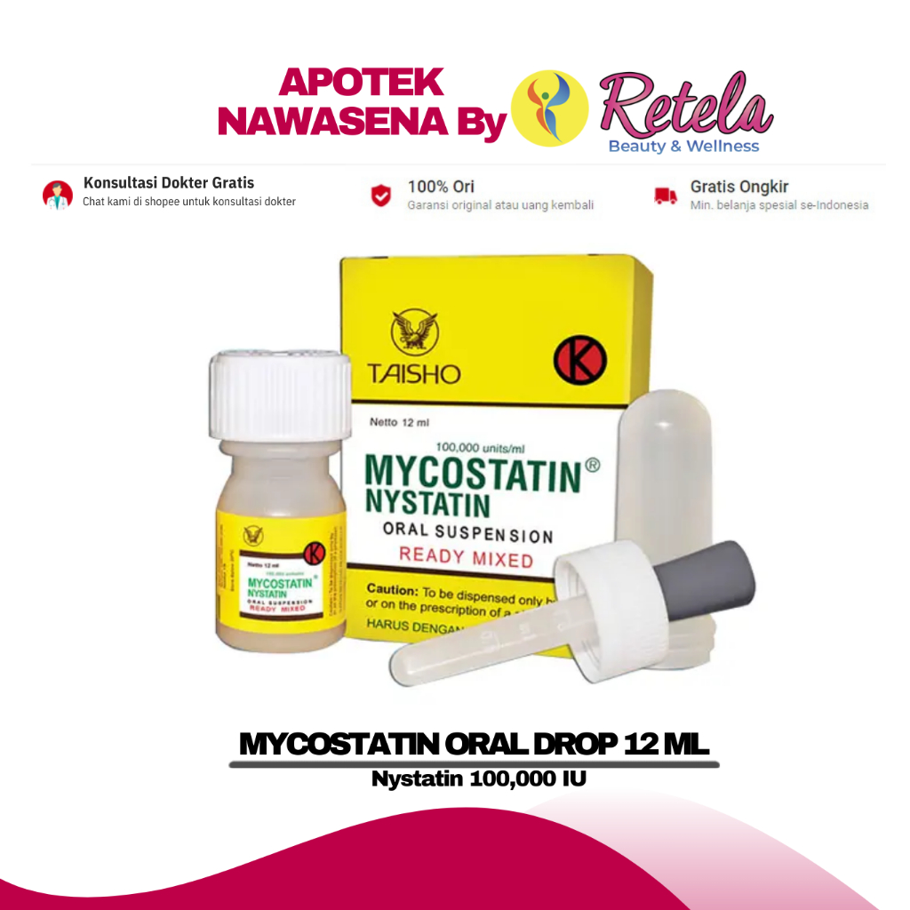 Jual MYCOSTATIN ORAL DROP 12 ML SUSPENSI ( Nystatin 100,000 IU ...