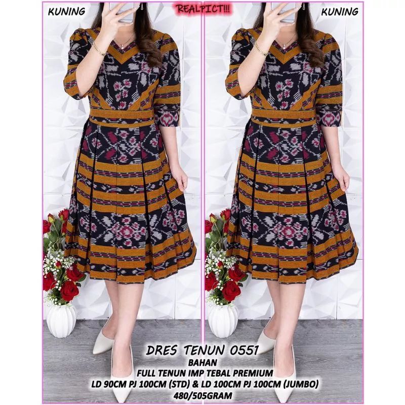 Jual BAJU TENUN WANITA, DRESS TENUN WIRU ETNIK, DRESS PESTA, DRESS KONDANGAN | Shopee Indonesia