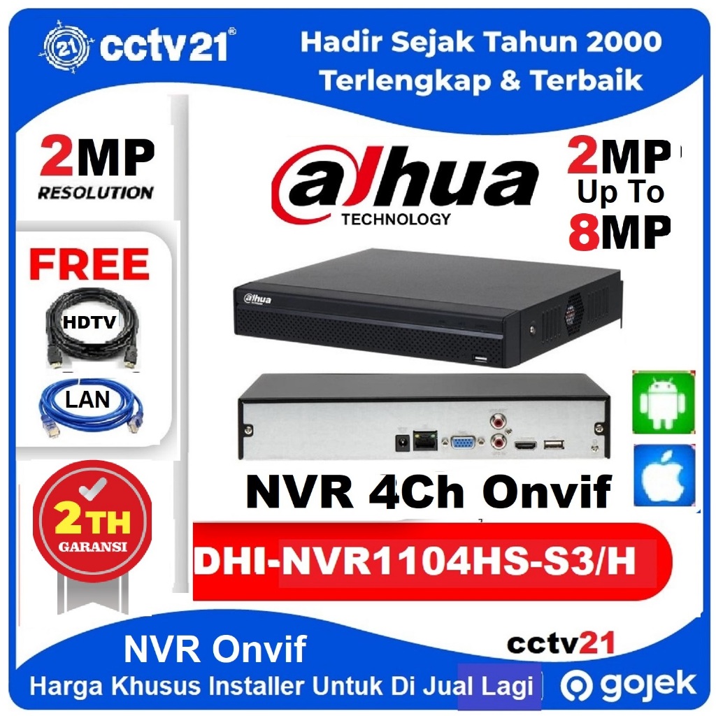 Jual NVR DAHUA 4CH DHI-NVR1104HS-S3/H 2MP Up To 8MP H.265 Harga Lagi Promo cctv21 | Shopee Indonesia