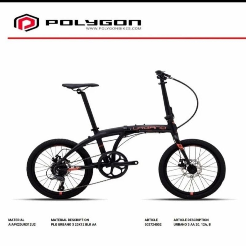 Jual sepeda lipat polygon urbano 3 20" | Shopee Indonesia