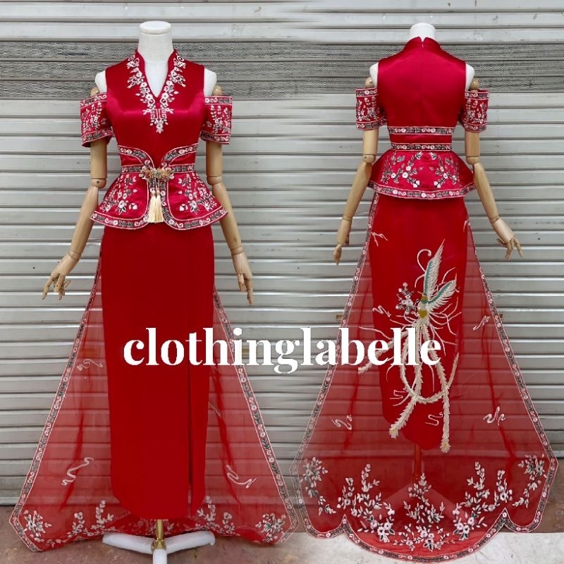 Jual cheongsam sangjit longdress party dress | Shopee Indonesia