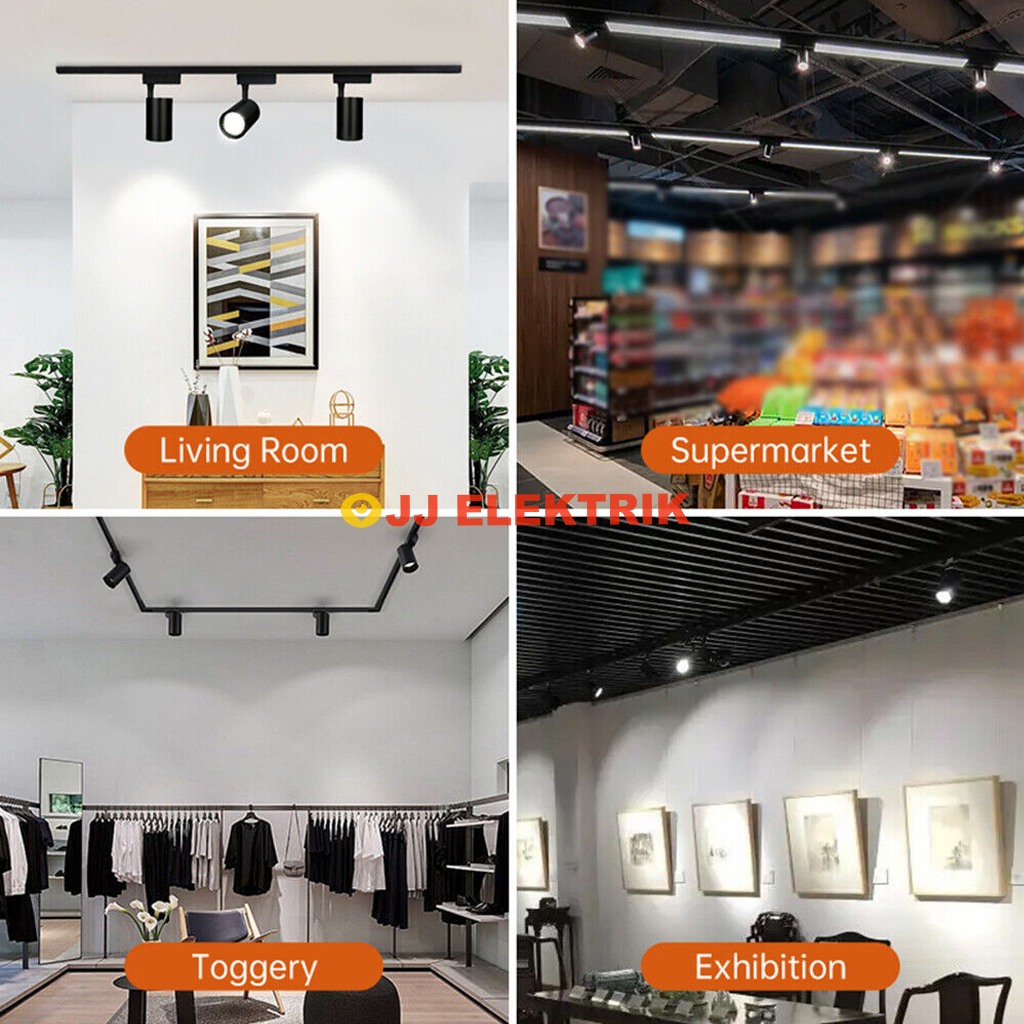 Jual Fitting Lampu Sorot Rel - Dudukan Spotlight E27 atau MR16 Track Light Hitam Putih Rumah ...