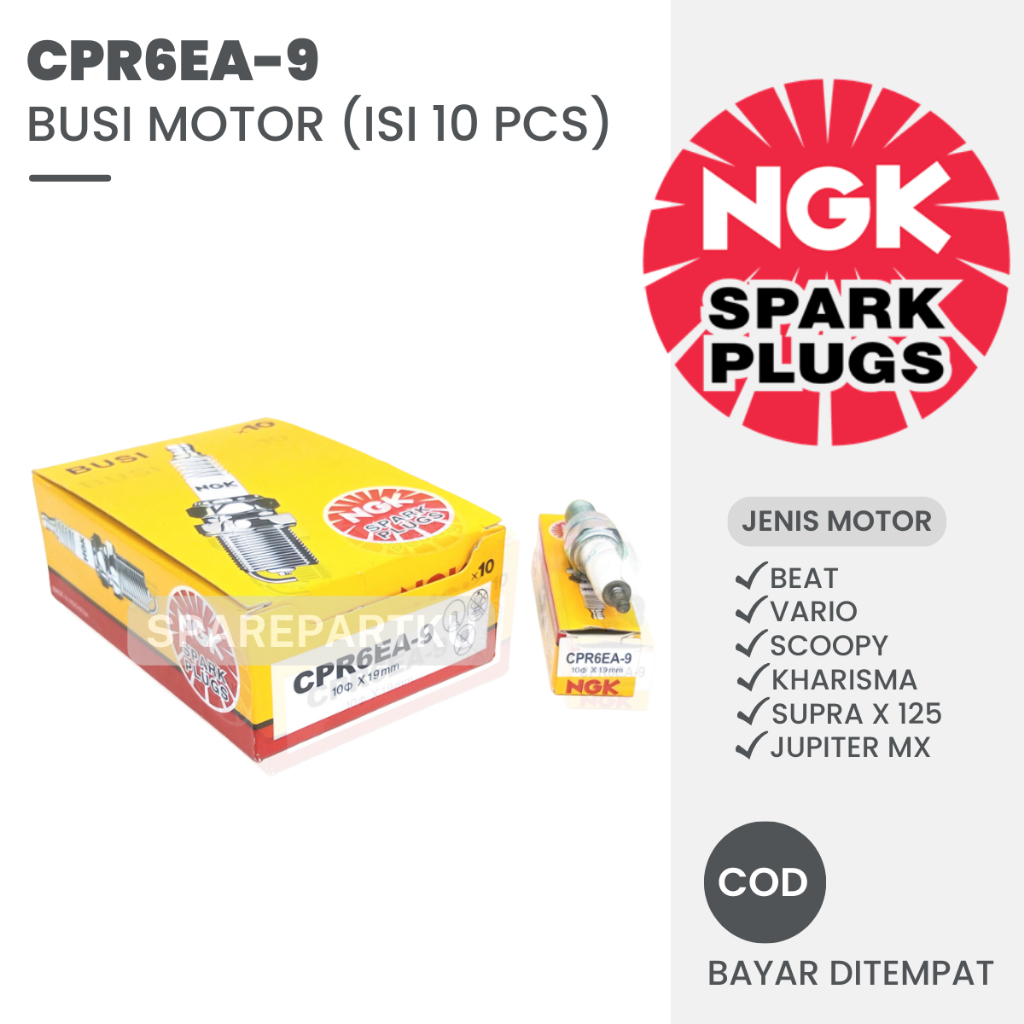 Jual CPR6EA-9 BUSI ( 10 PCS ) BEAT / VARIO / SPACY / SCOOPY / KHARISMA ...