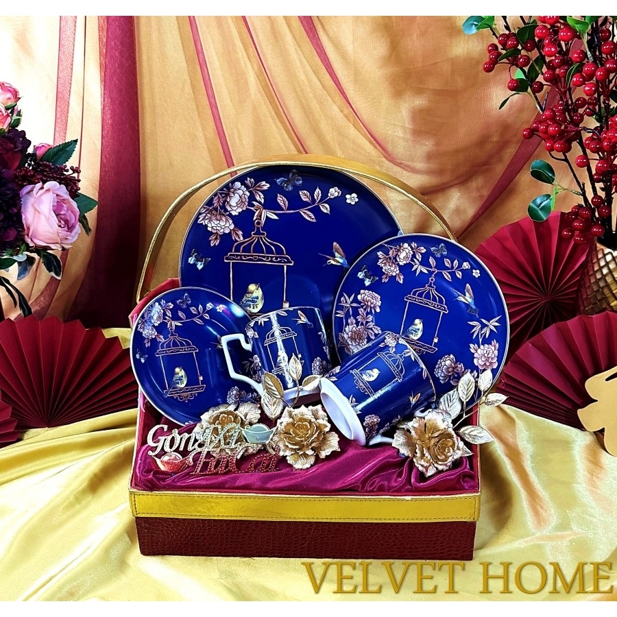 Jual Parcel Imlek hampers piring mug gelas parsel cangkir chino blue ...