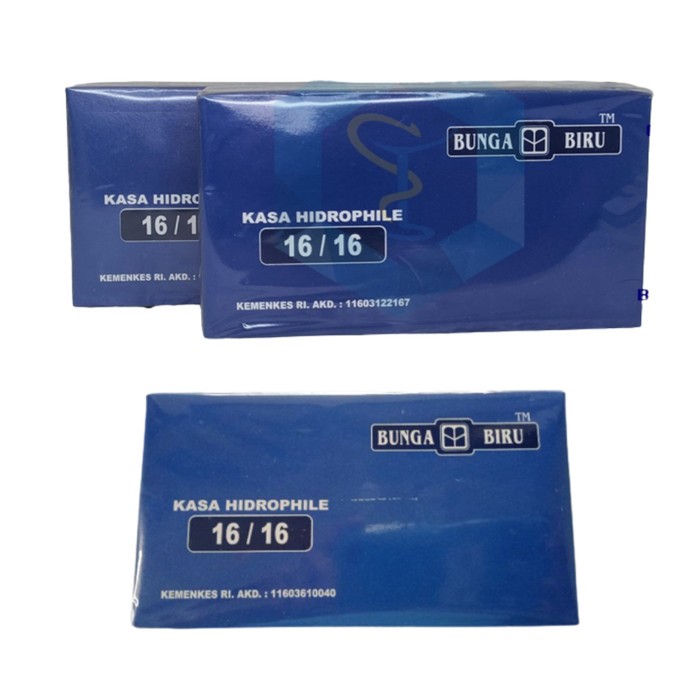 Jual Kain Kasa Hidrophile Bunga Biru 16 lembar / 1 Dus Isi 16 Lembar ...