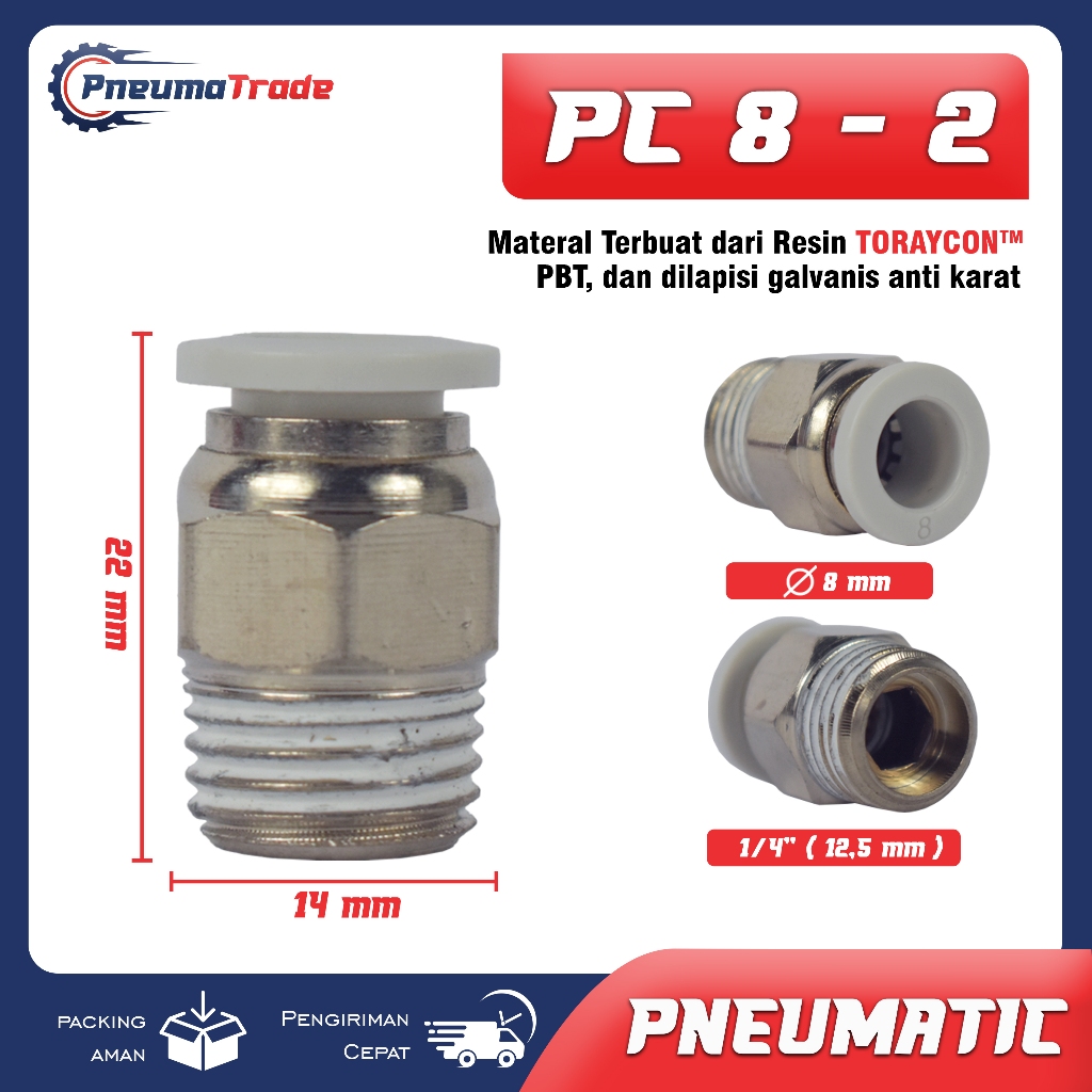Jual PC Pneumatic Fitting Slip Lock Quikc Air Water Connector Male Straight Thread | Shopee ...