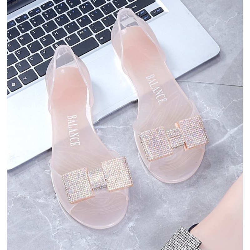 Jual Sepatu Kaca Wanita Princess Mutiara Flatshoes Transparan Tebal ...