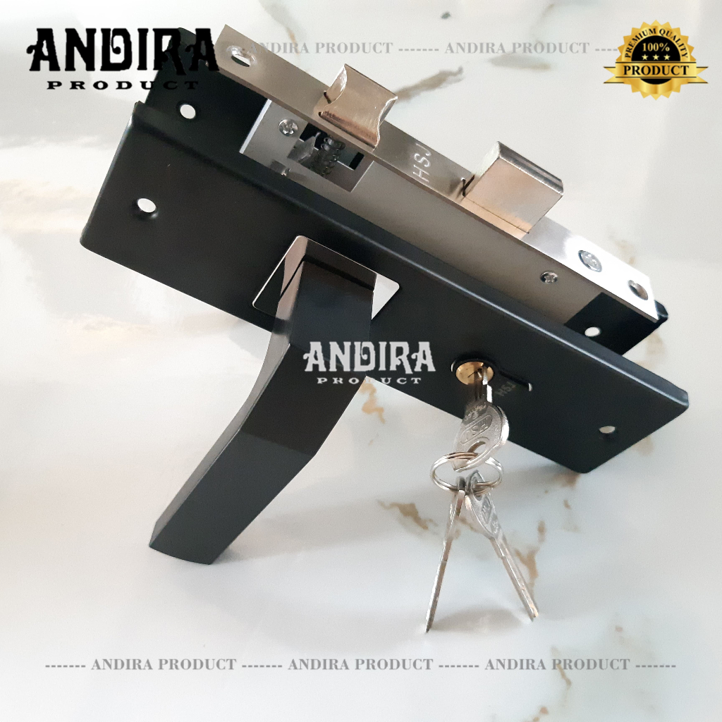 Jual Handle Pegangan Gagang Pintu Kunci Rumah Hitam Door Lock Black ...