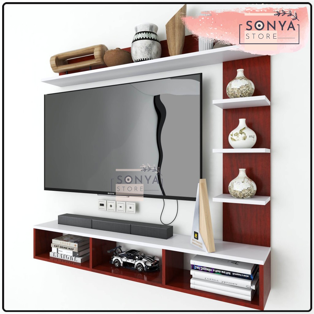 Jual Rak tv Tempel Dinding Minimalis 32-55 inch | Set Furniture Rak ...