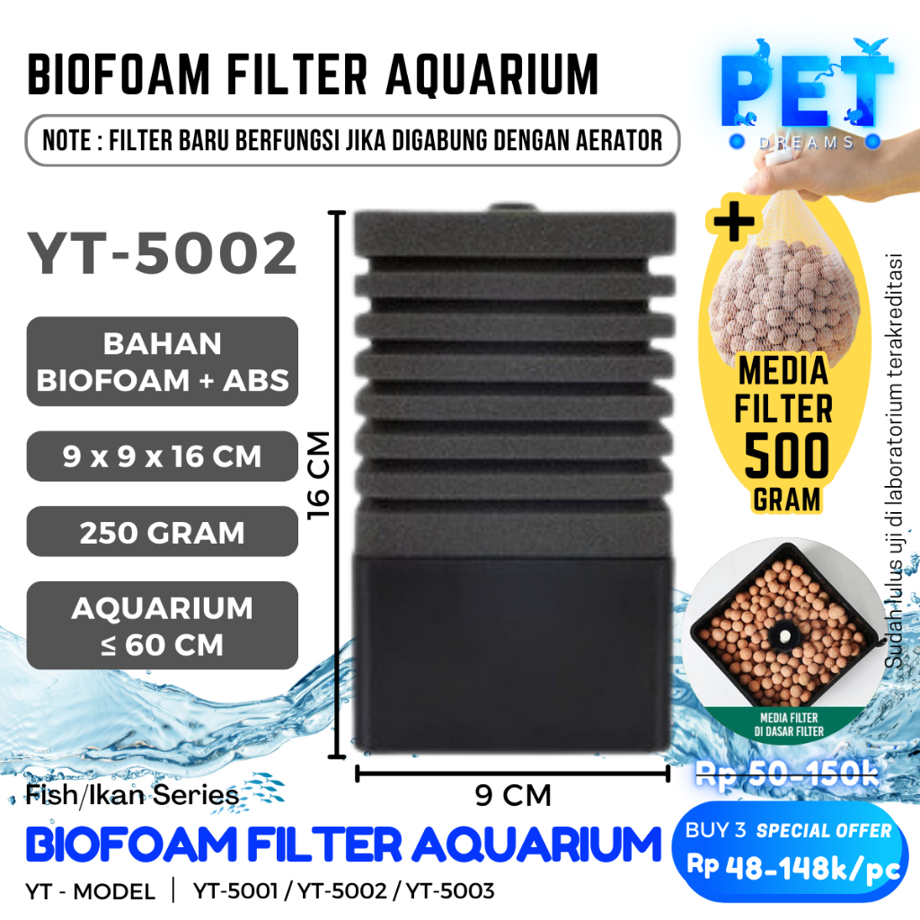 Jual 2IN1 BIOFOAM MEDIA FILTER AQUARIUM SPONGE BUSA BIO FOAM MINI BESAR ...