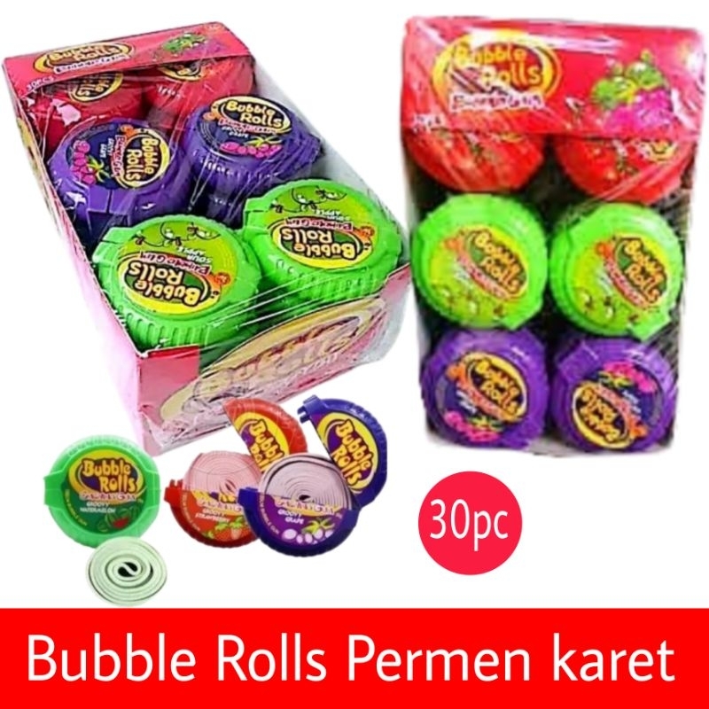 Jual CLJ Bubble rolls Bubble Gum permen karet roll isi 30pc/kotak ...