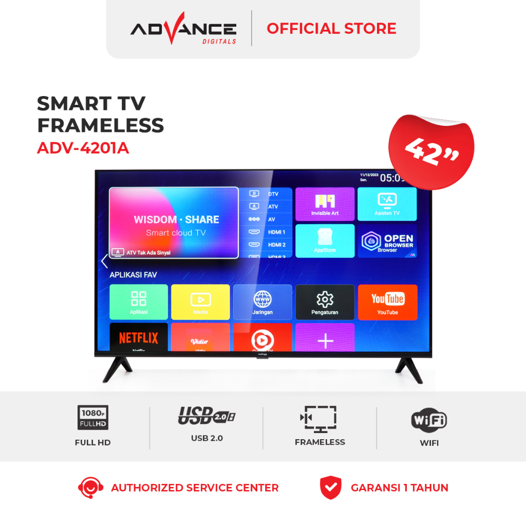 Jual Advance ADV-4201A Smart TV Framless LED Televisi 42 inch Android ...