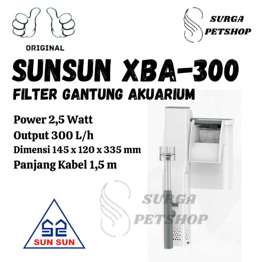 Jual SUNSUN XBA 300 Hang On Filter Gantung Akuarium Kolam Ikan XBA300 ...
