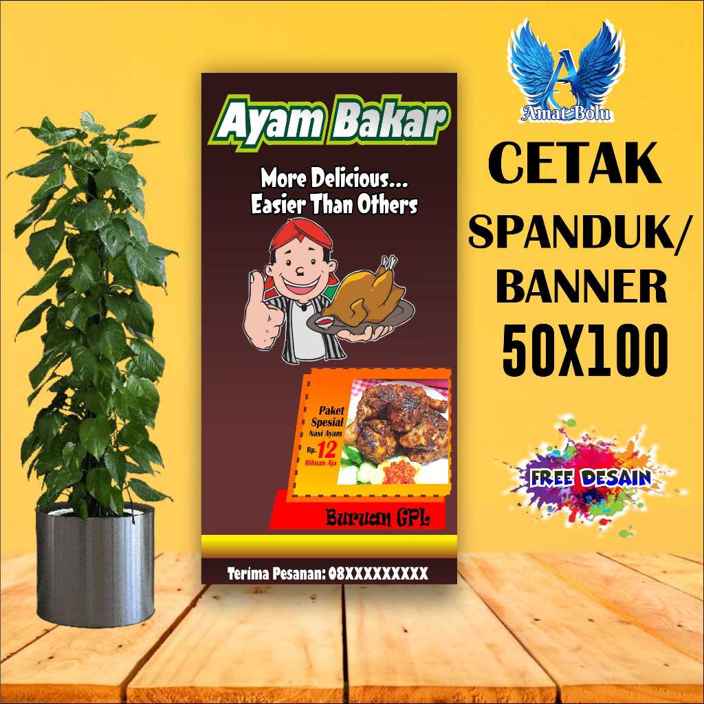 Jual Cetak Banner Cetak Spanduk AYAM BAKAR PAKDE UKURAN 50X100 ...