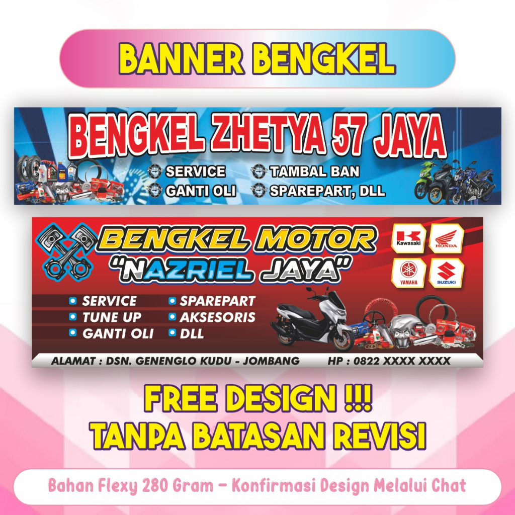 Jual [COD] Banner / Spanduk Bengkel Custom Sesuai Request Free Desain ...
