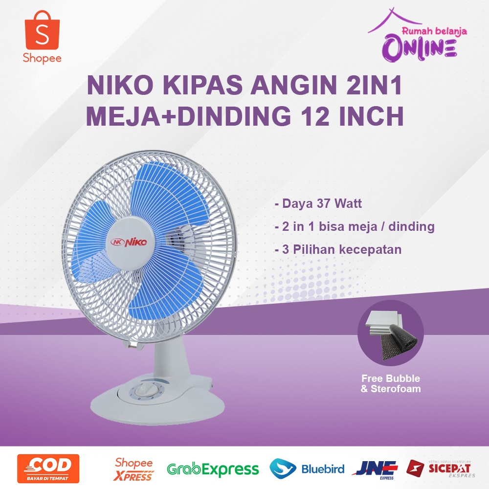 Jual Niko Kipas Angin 2in1 Meja+Dinding 12 Inch / Desk+Wall Fan NK-DW12 ...