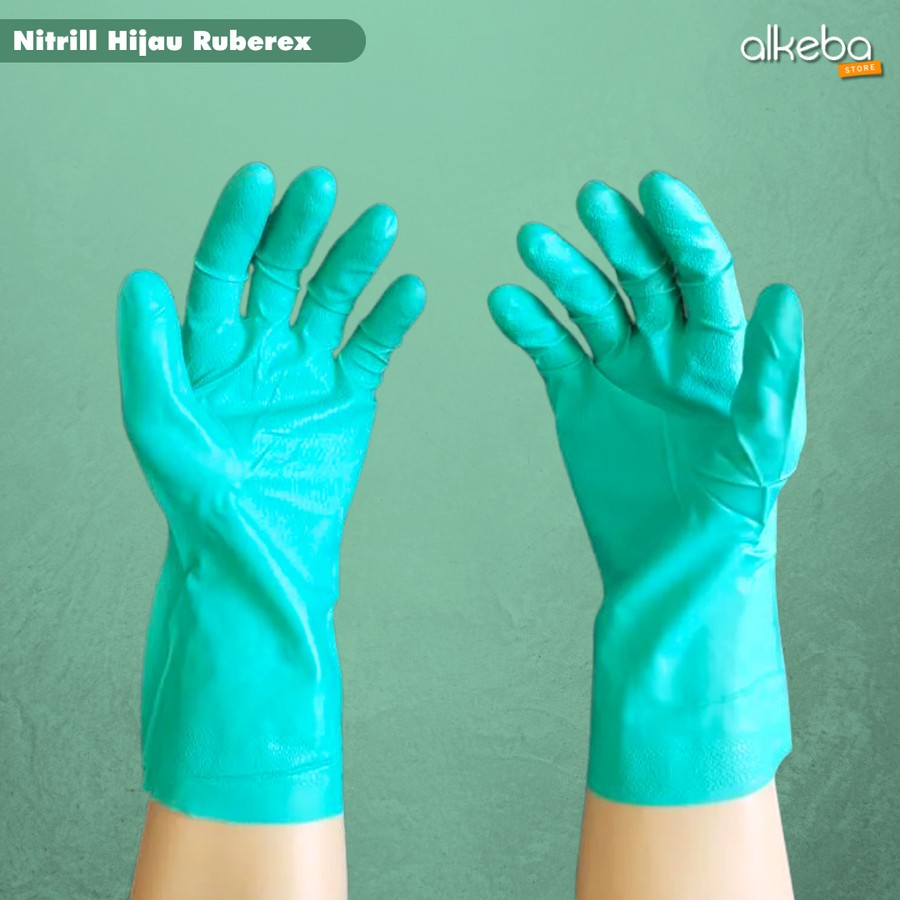 Jual Sarung tangan karet Hijau - kimia super nitrile hijau ruberex ...