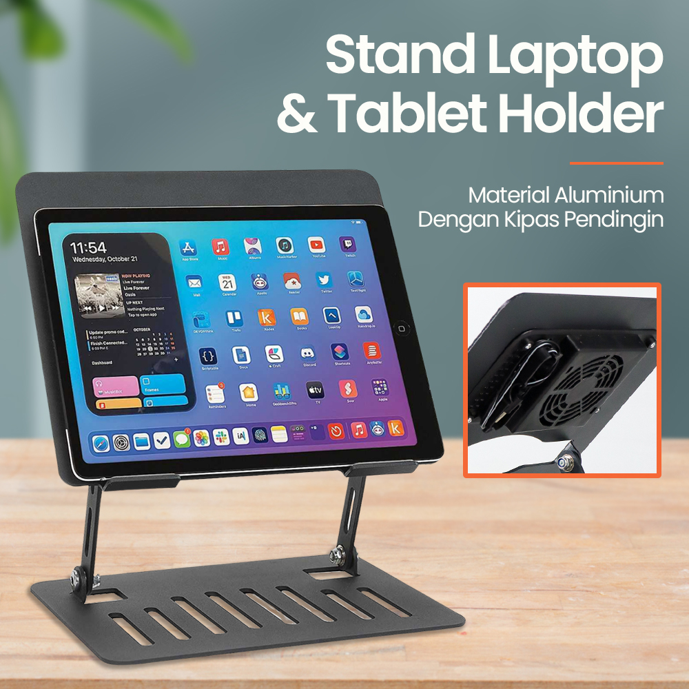 Jual Stand Laptop Bracket Tablet Holder Aluminium Cooling Fan Kipas ...