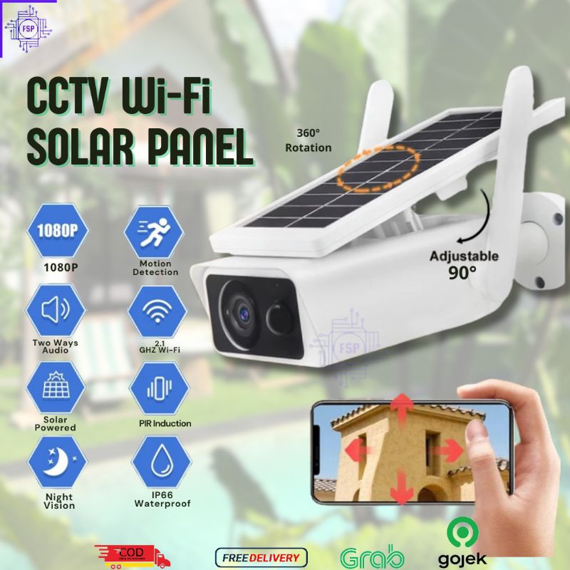 Jual CCTV T-13 Wifi Solar Panel Tenaga Surya Anti Maling Alarm Dua Arah ...