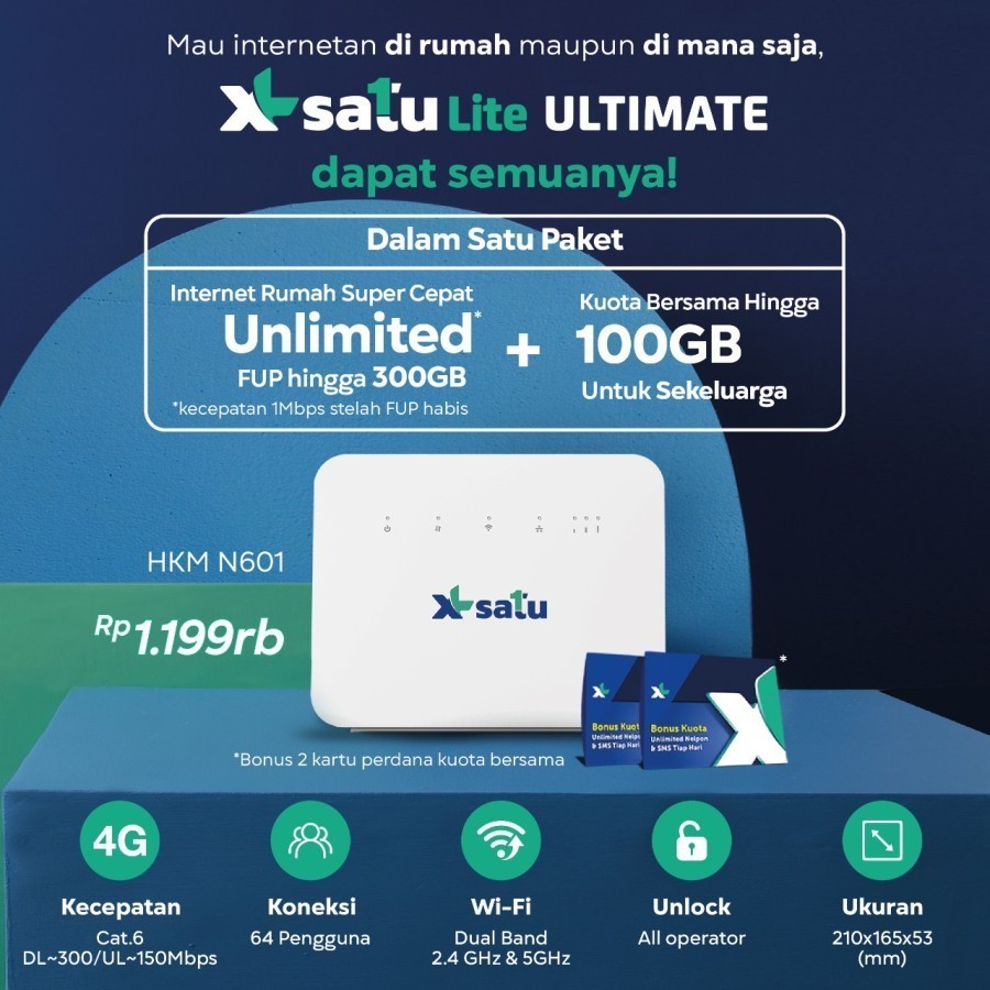 Jual Modem Wifi 4G XL Satu Lite Ultimate HKM N601 UNLOCK Free 320+100GB ...