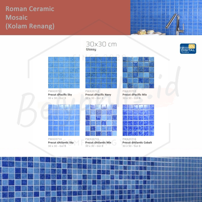 Jual Keramik Roman 30x30 Kolam Renang | Keramik Mozaic 30x30 | Mosaic ...