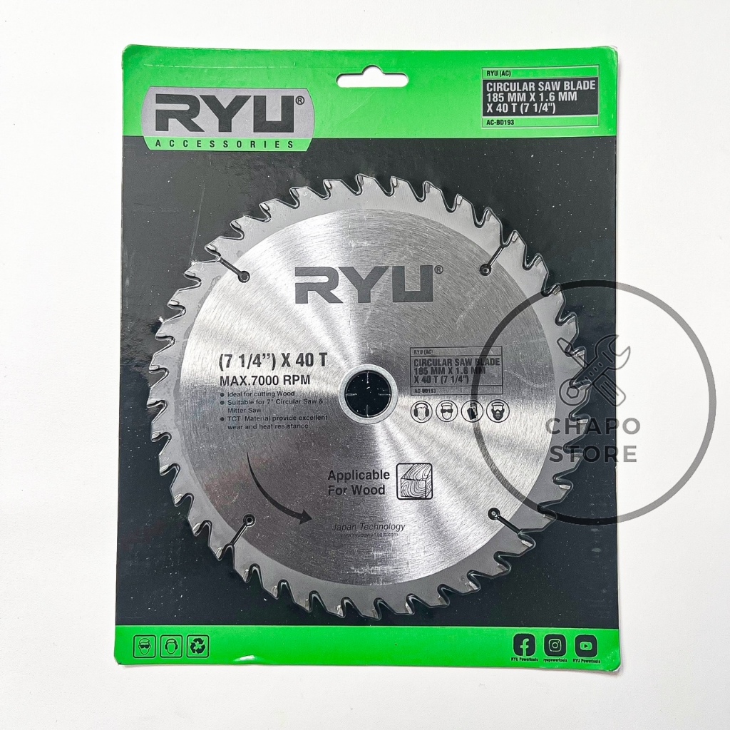 Jual RYU circular saw blade 7" inch 24 40 60t mata gerinda gergaji ...