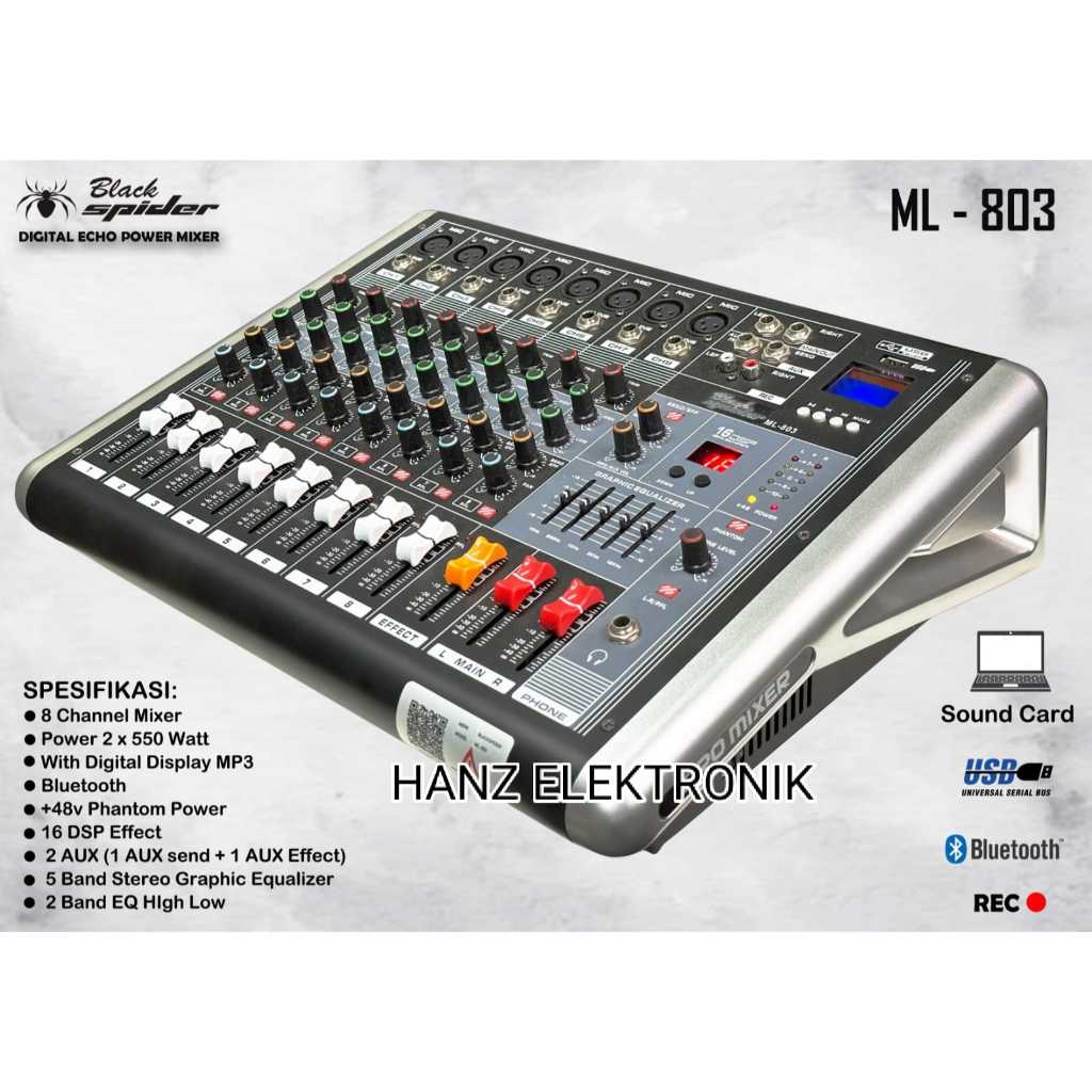 Jual POWER MIXER 8 CHANEL BLACKSPIDER ML-803 ORIGINAL | Shopee Indonesia