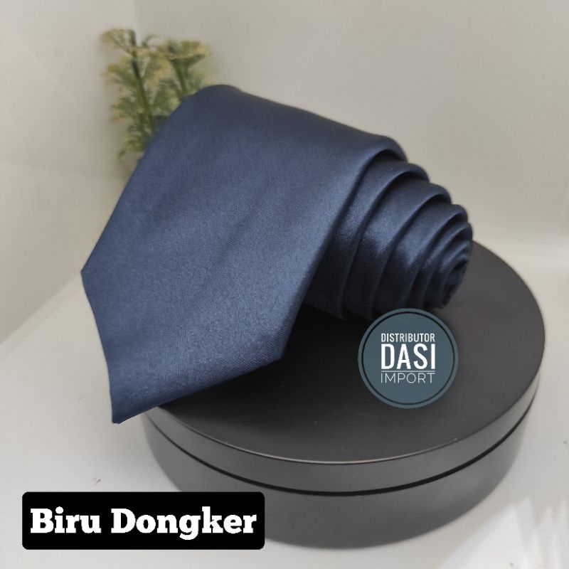 Jual Dasi Panjang Pria Dasi Polos Satin Biru Dongker Ukuran Medium 3 ...