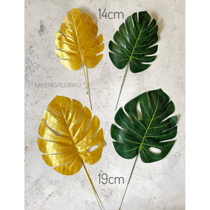 Jual DAUN MONSTERA PLASTIK HIJAU DAN EMAS - DAUN DEKORASI | Shopee ...