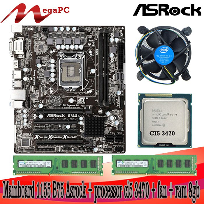 Jual Paket Mobo LGA 1155 B75 DDR3 + Core i5 3470 + FAN + RAM 8GB | Shopee Indonesia