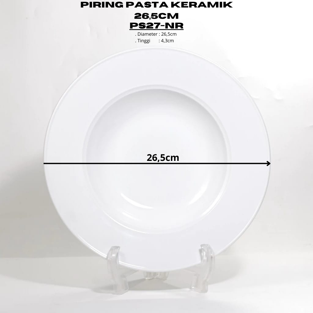 Jual Piring Pasta Keramik 26,5CM (1PCS) Polos By Indo Keramik Plate ...