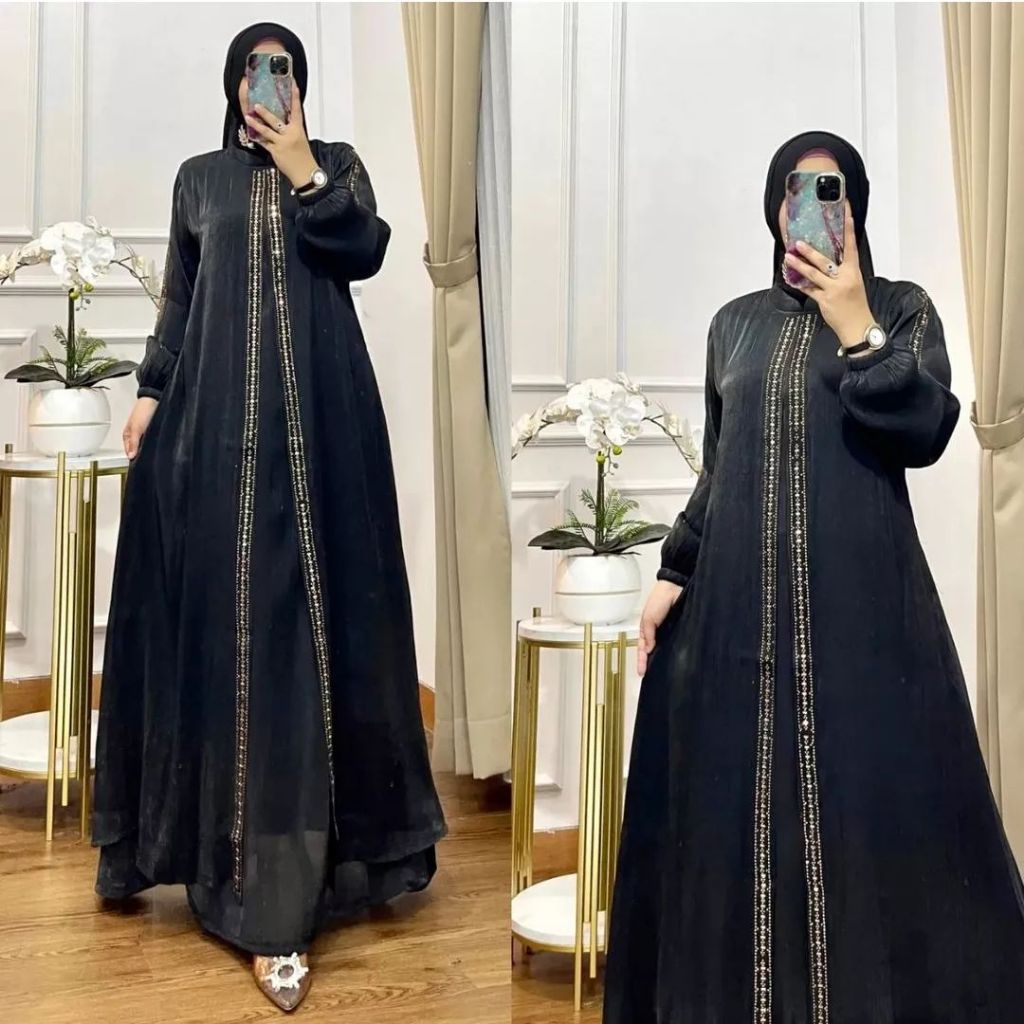 Jual Dress Shimmer Silk Siya Maxy Gamis Kondangan Mewah Elegan Shimmer ...