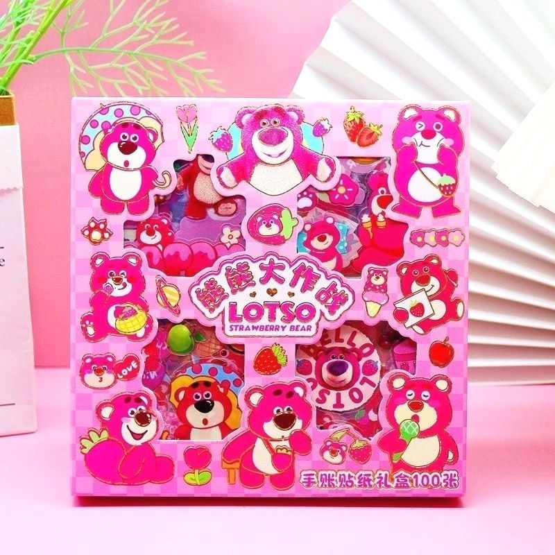 Jual STICKER LOTSO STRAWBERRY BERUANG AESTHETIC ISI 100 LEMBAR STIKER ...
