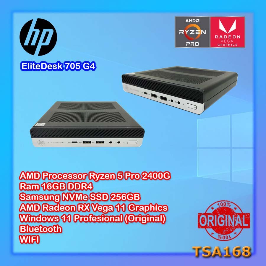 Jual HP EliteDesk 705 G4 AMD Ryzen 5 Pro 2400G 16GB 256GB SSD Win11 Pro ...