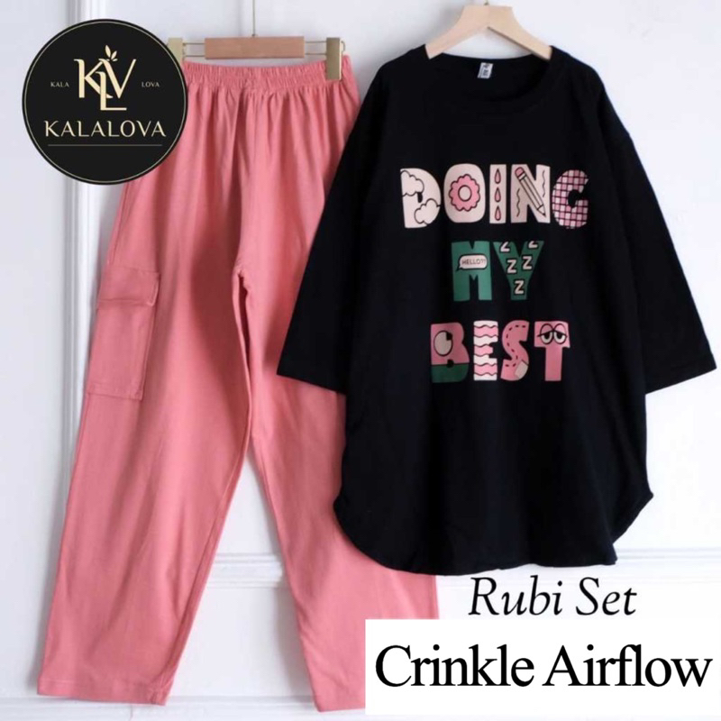 Jual RUBI SET CELANA CARGO CRINKLE PRINTING LD 110 // SETELAN RUBI ...