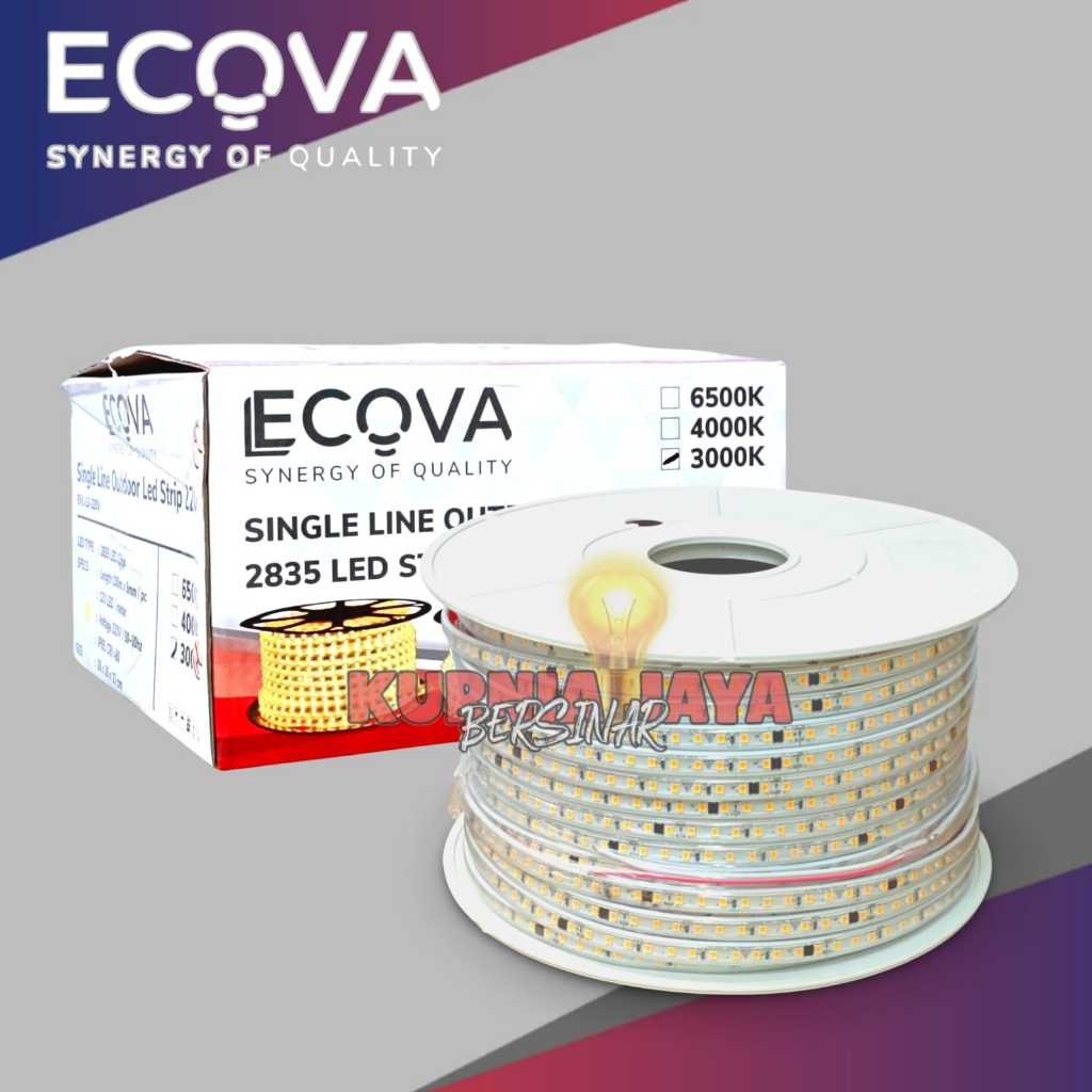 Jual ECOVA Lampu LED Strip Selang 2835 100M IP65 220V | Shopee Indonesia