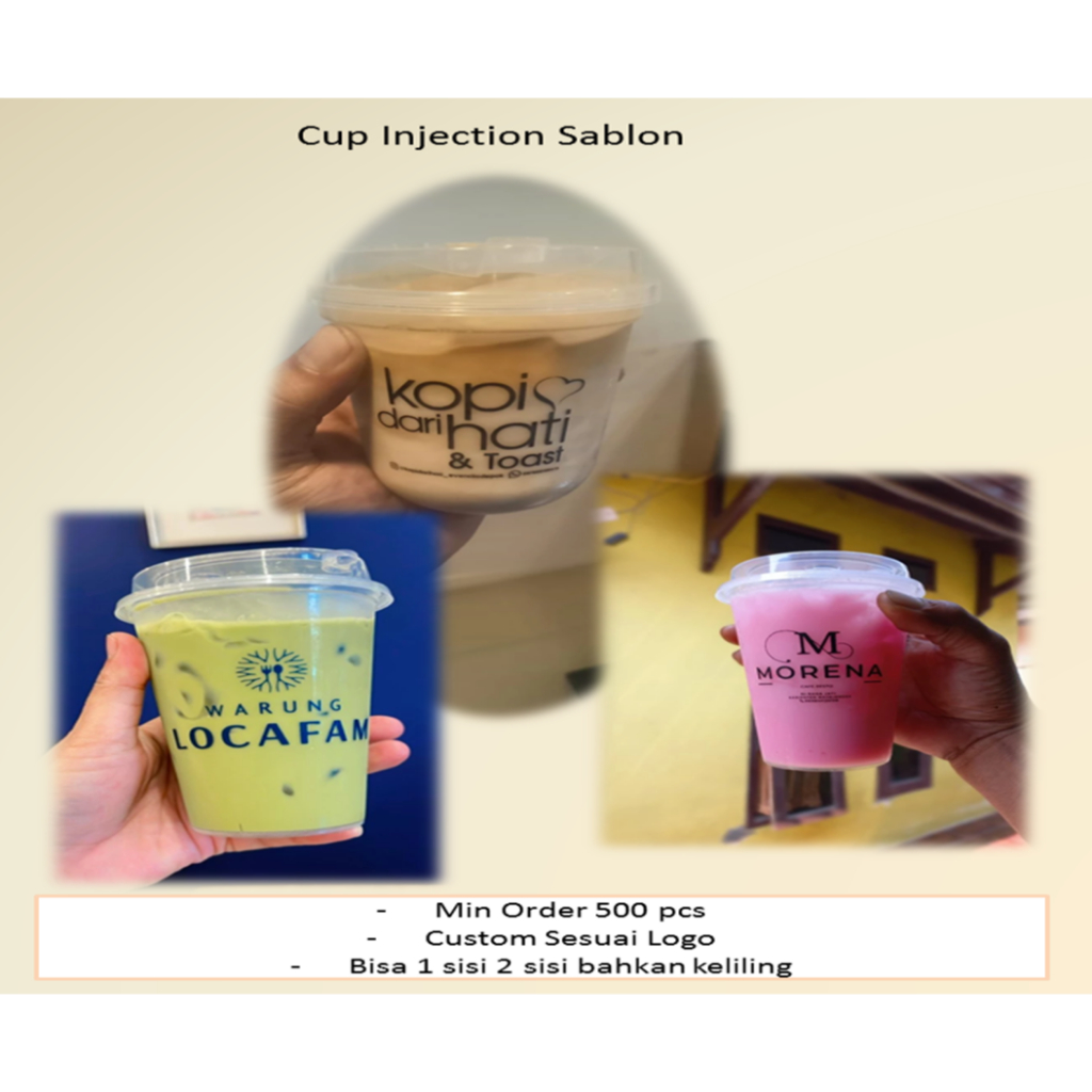 Jual Sablon Cup Injection 16oz Datar Gelas Plastik Injection 16 Oz 500 ...
