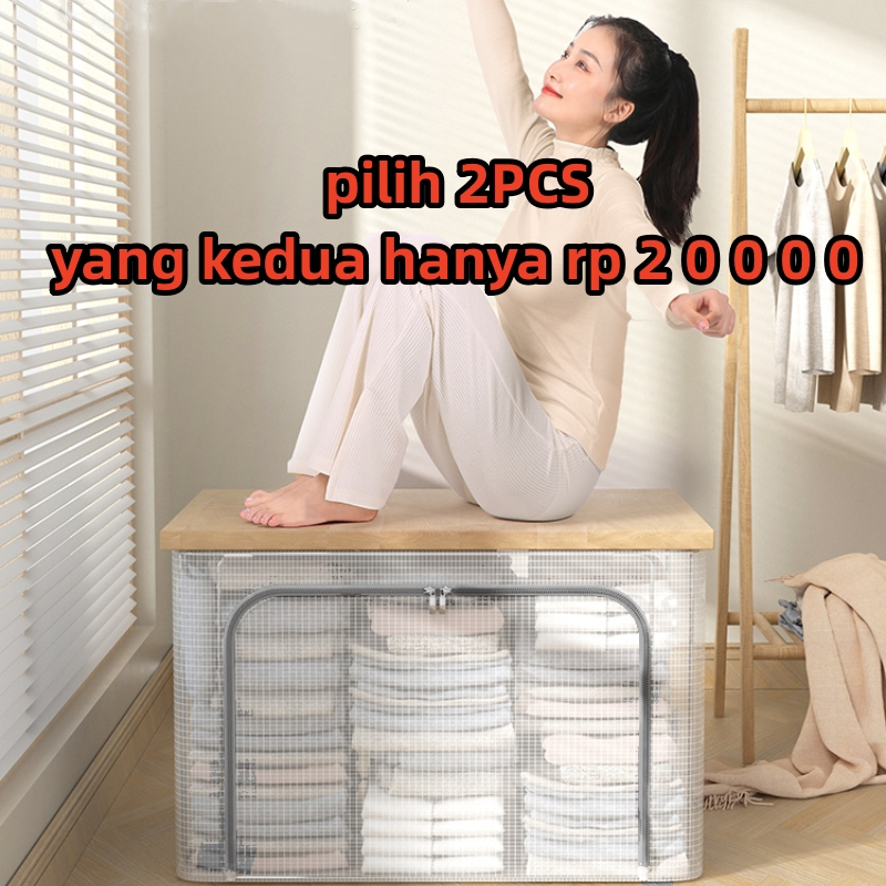 Jual Kotak Penyimpanan 66L 110L Storage Box Organizer Besar Lipat Transparant Large Box Storage ...