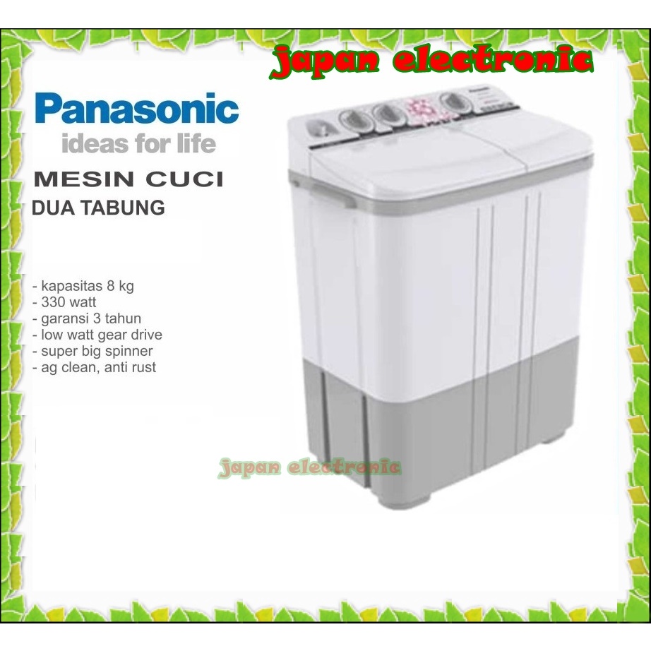 Jual Mesin Cuci 2 Tabung PANASONIC NA-W86BBZ Kapasitas 8.5 kg original ...