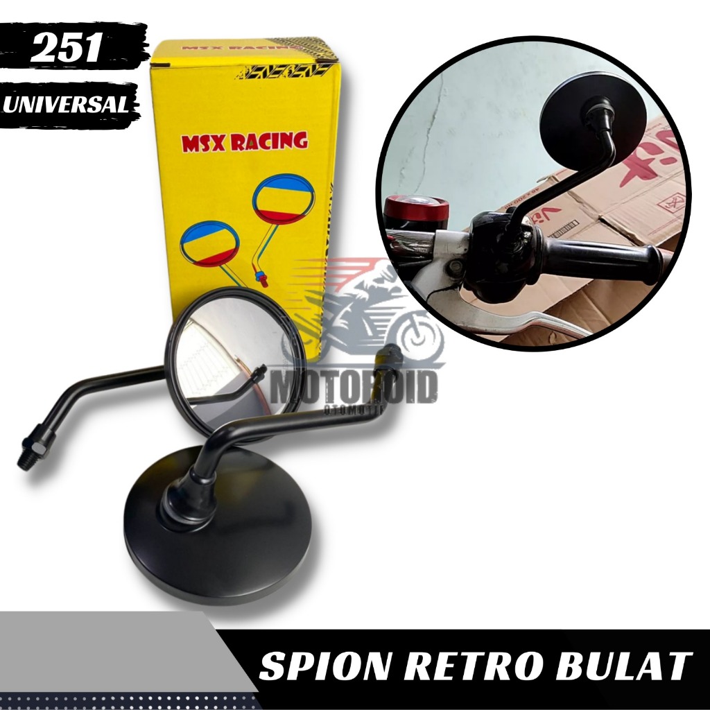 Jual Spion Bulat Mini Chrome Black Math Doff Universal Kaca Cembung ...