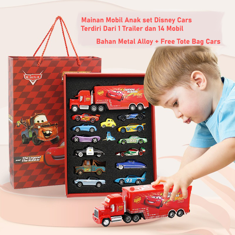 Jual Mobil Mainan Disney Pixar Cars Trailer Set Metal Besi 1 : 55 alloy ...