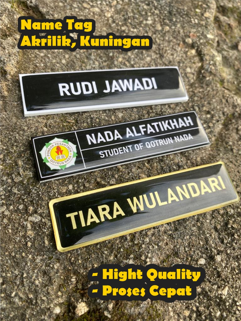 Jual Name Tag / Nama Dada / Papan Nama / akrilik kuningan / Custom ...
