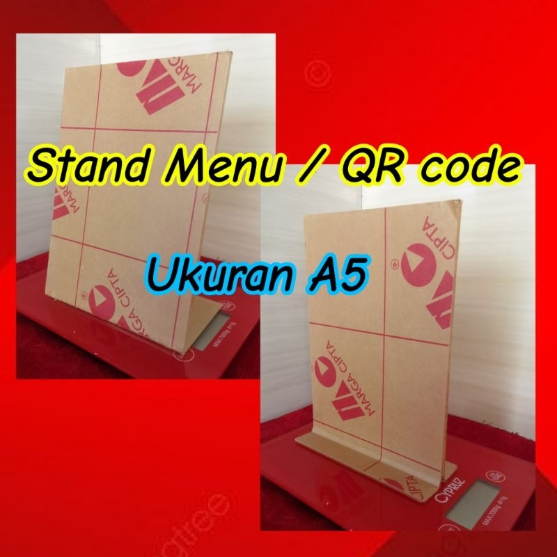 Jual Papan menu meja akrilik | QR code ukuran A5 (15x21cm) model slip ...