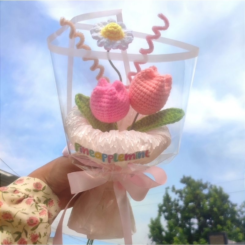 Jual Round Crochet Bouquet | Buket Bunga Rajut | Tulip Rajut | Round ...