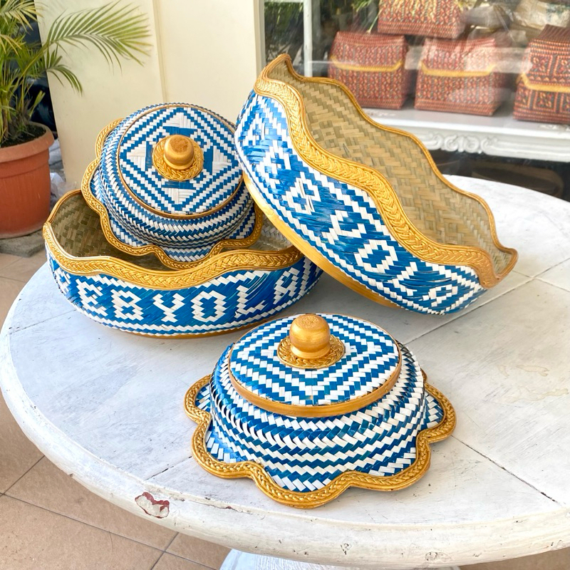 Jual Decocraft bali - Bokor Gelombang Klasik Warna Biru | Shopee Indonesia