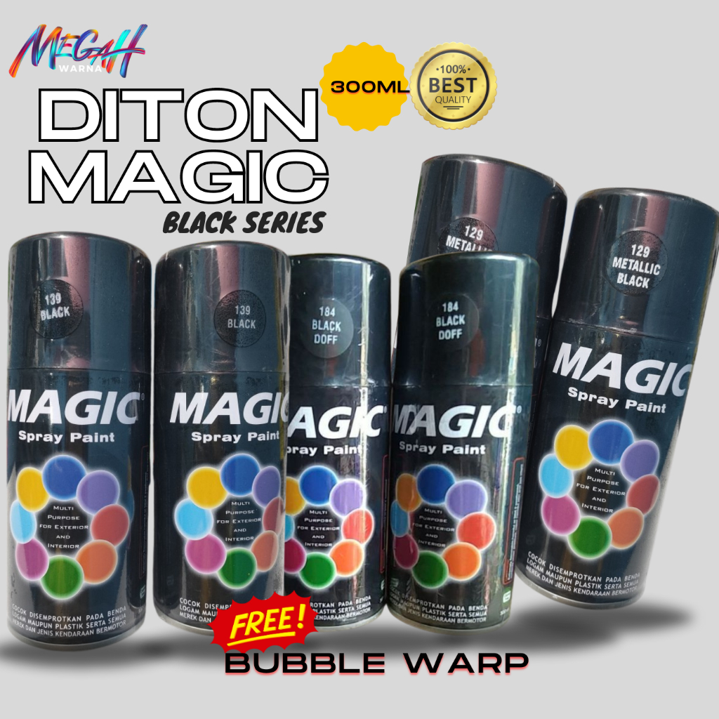 Jual Pilok Pilox Cat Semprot Diton Magic 300cc Hitam Doff 184 Black ...