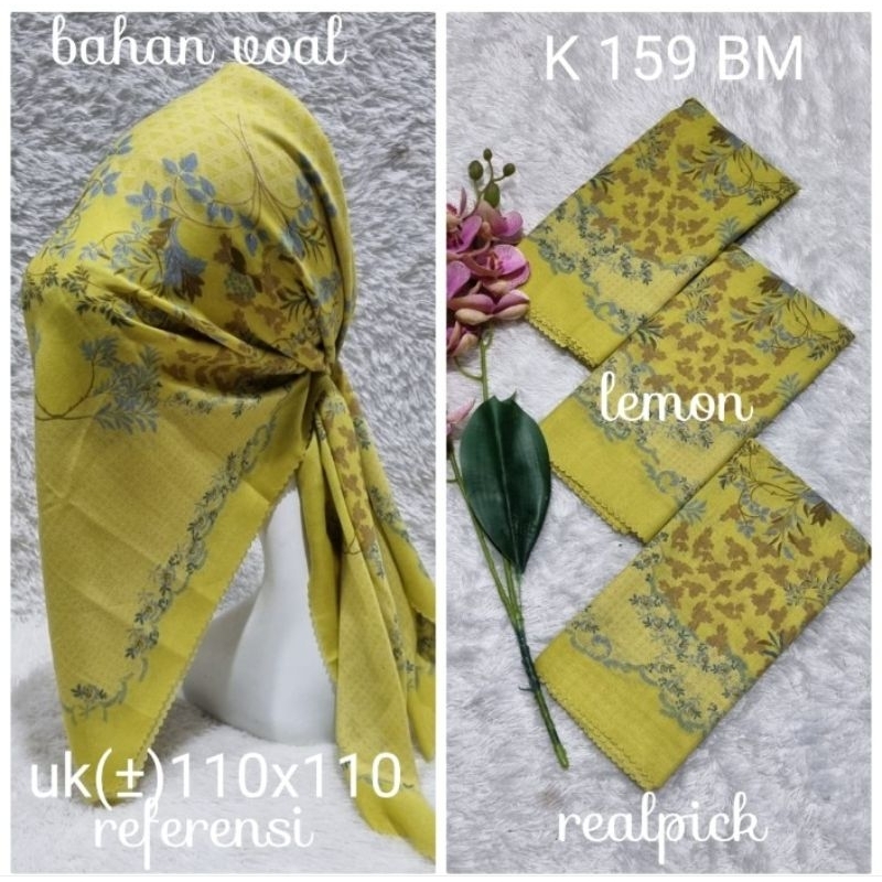 Jual HIJAB SEGI EMPAT VOAL MOTIF BUNGA LEMON DENIM | Shopee Indonesia
