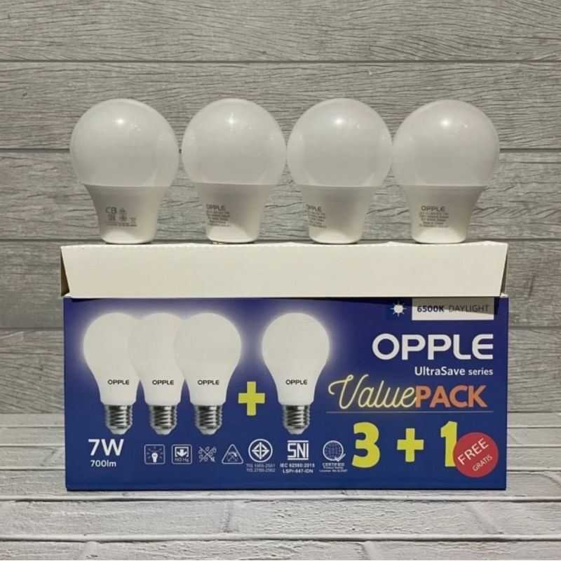 Jual BOHLAM LAMPU LED 7 WATT PAKET ISI 4 PCS OPPLE PUTIH TERANG SNI GARANSI 1 TAHUN | Shopee ...