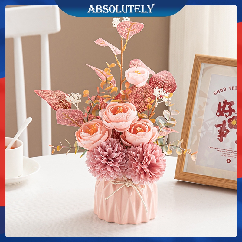 Jual Vas Bunga Bunga Meja Ruang Tamu Hiasan Meja Aesthetic Bunga Palsu ...