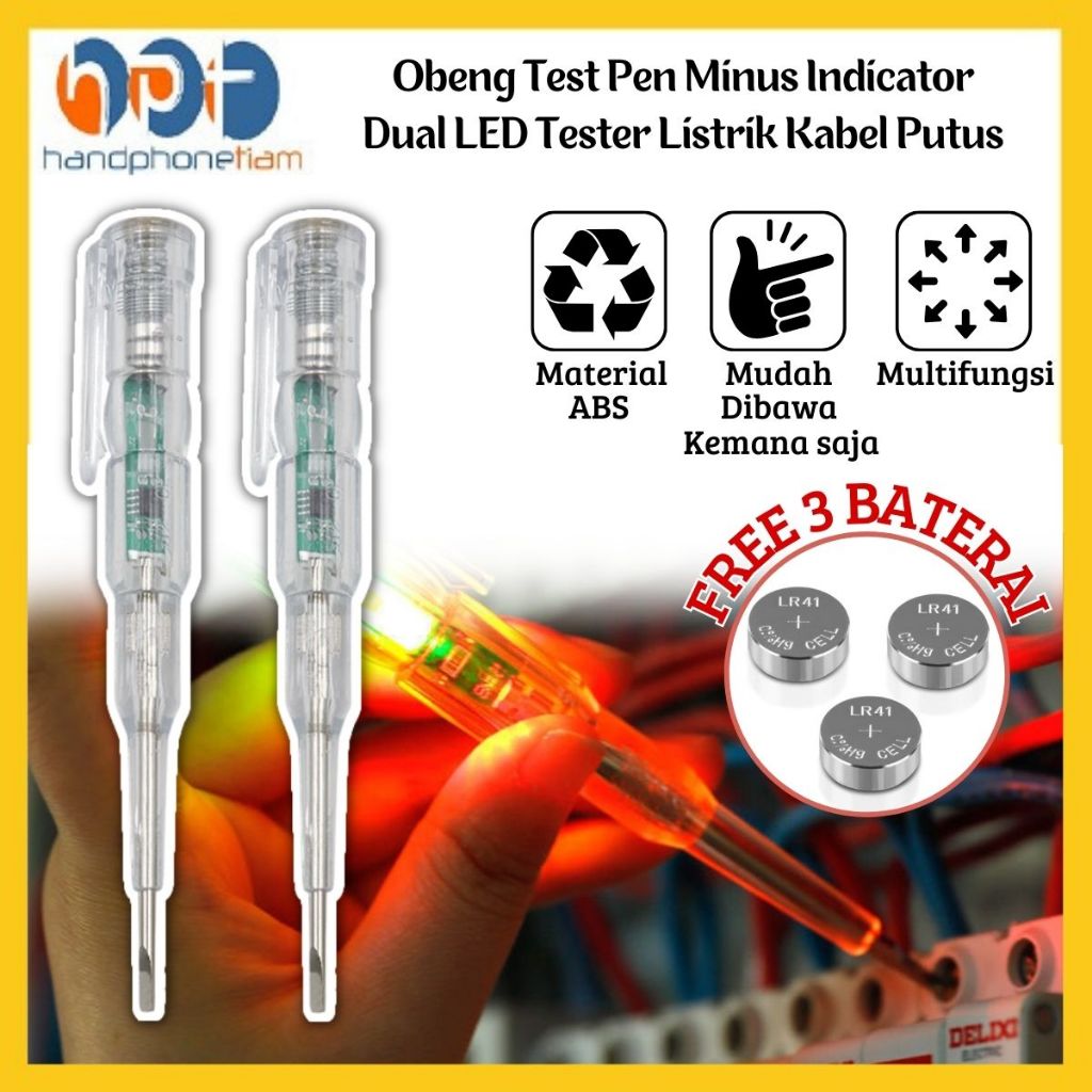 Jual Obeng Test Pen Minus Lampu Indikator Dual LED Merah Hijau / Tespen ...